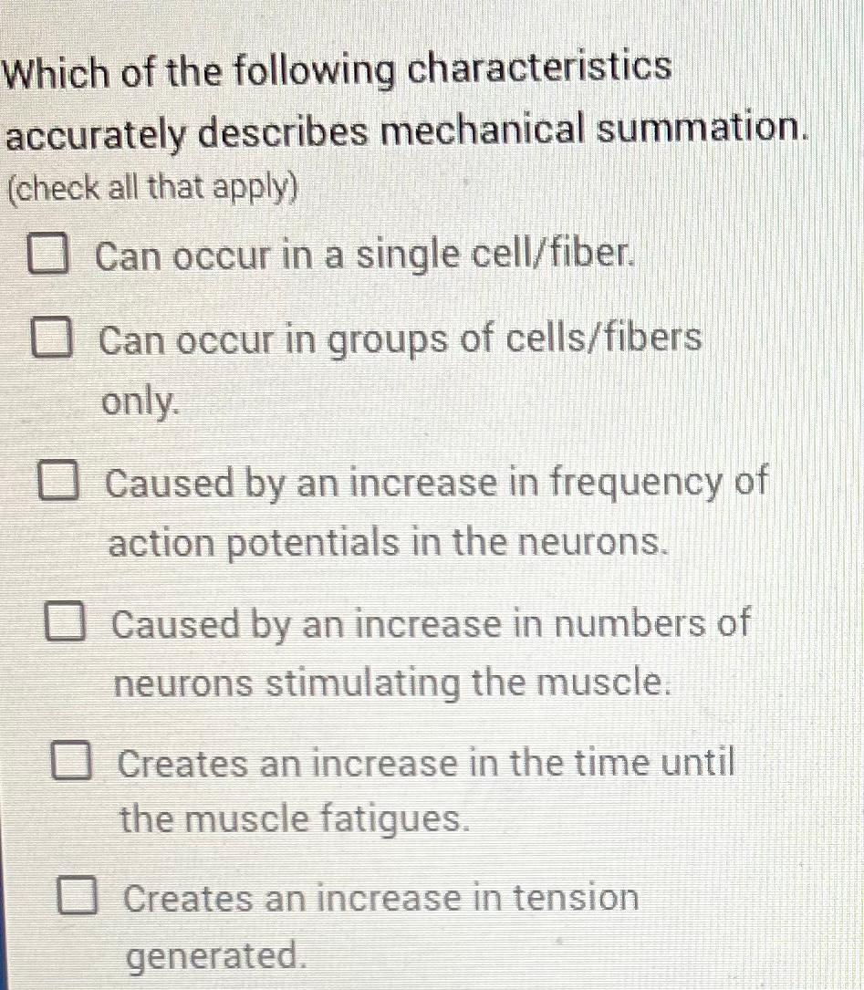 Solved hich of the following characteristics curately | Chegg.com