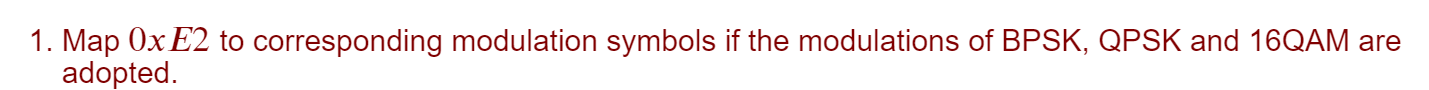 Solved 1. Map Ox E2 to corresponding modulation symbols if | Chegg.com