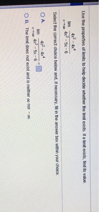 Solved Use the properties of limits to help decide whether | Chegg.com