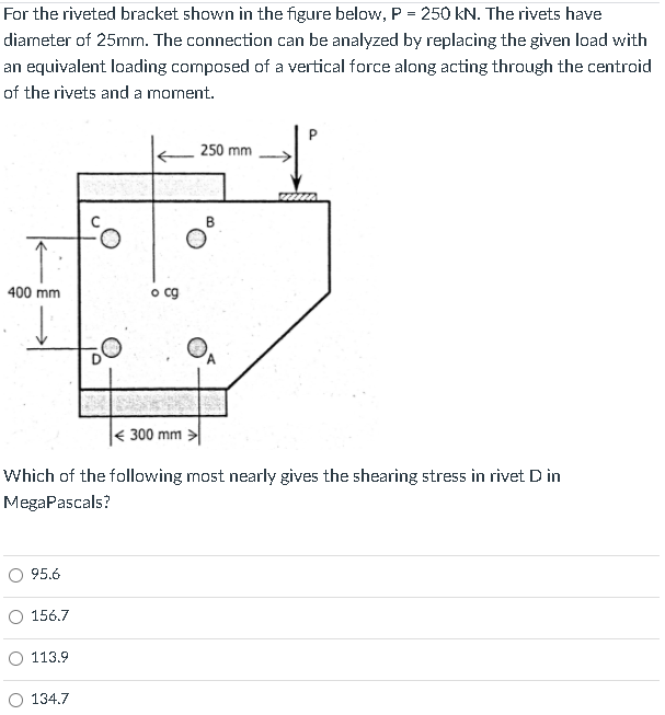 Solved For the riveted bracket shown in the figure below, P | Chegg.com