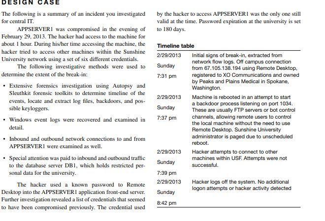 Solved Problem 1. Please read the Design Case question | Chegg.com