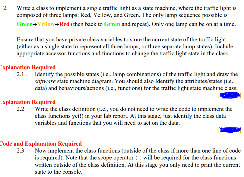 2. Write a class to implement a single traffic light | Chegg.com