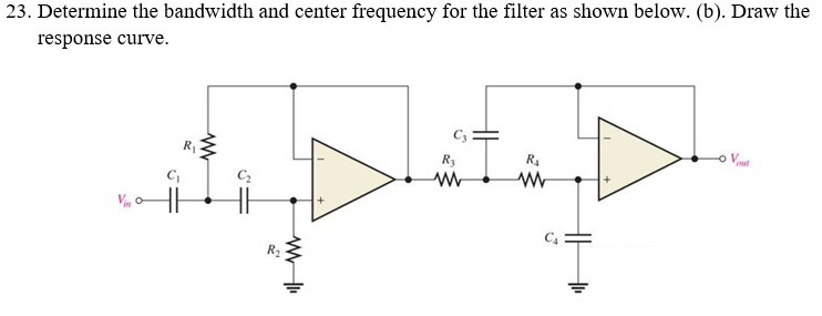 Solved 23. Determine the bandwidth and center frequency for | Chegg.com