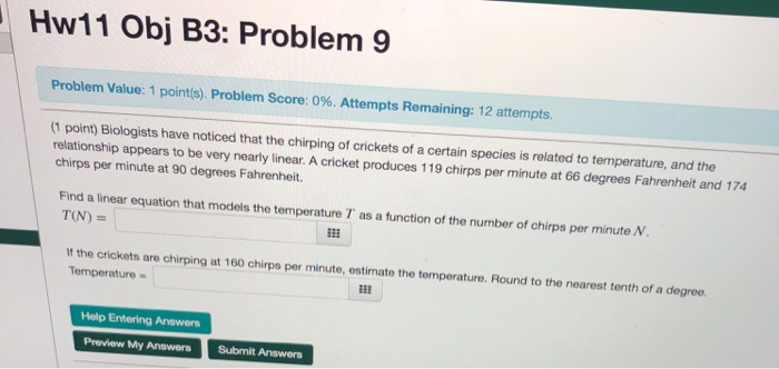 Solved Hw11 Obj B3: Problem 9 Problem Value: 1 point(s). | Chegg.com