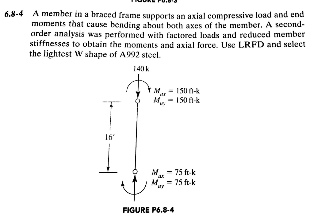 Solved A member in a braced frame supports an axial | Chegg.com