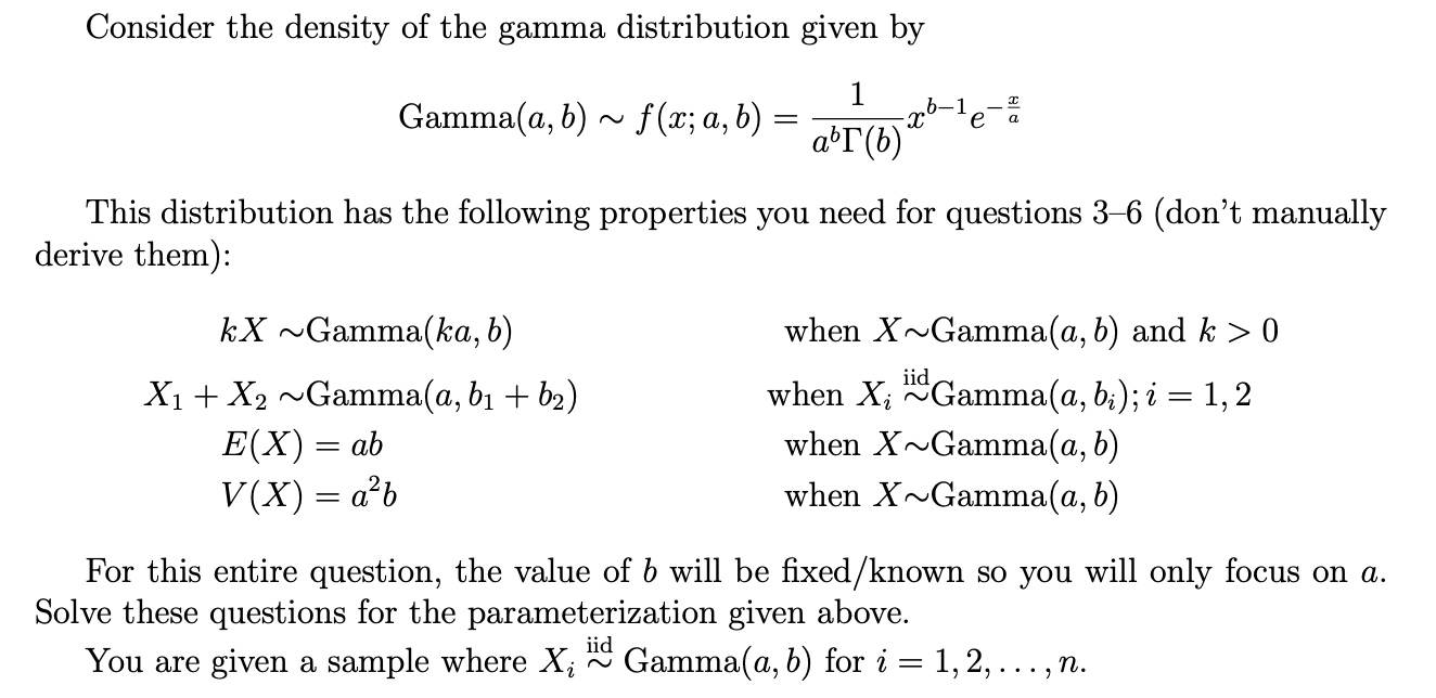 Consider the density of the gamma distribution given | Chegg.com