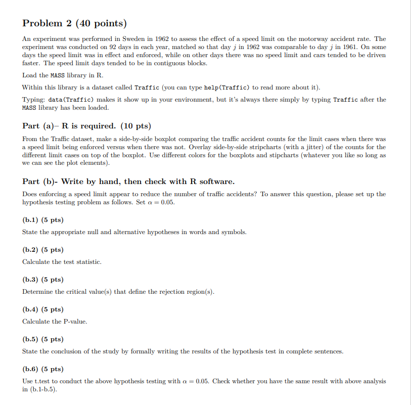 Solved Problem 2 (40 points) An experiment was performed in | Chegg.com
