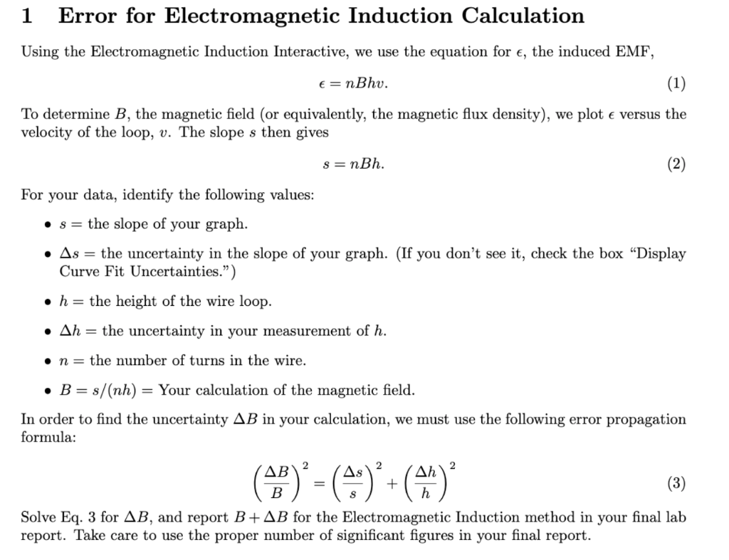 Solved Find the error of propagation using equation 3. | Chegg.com