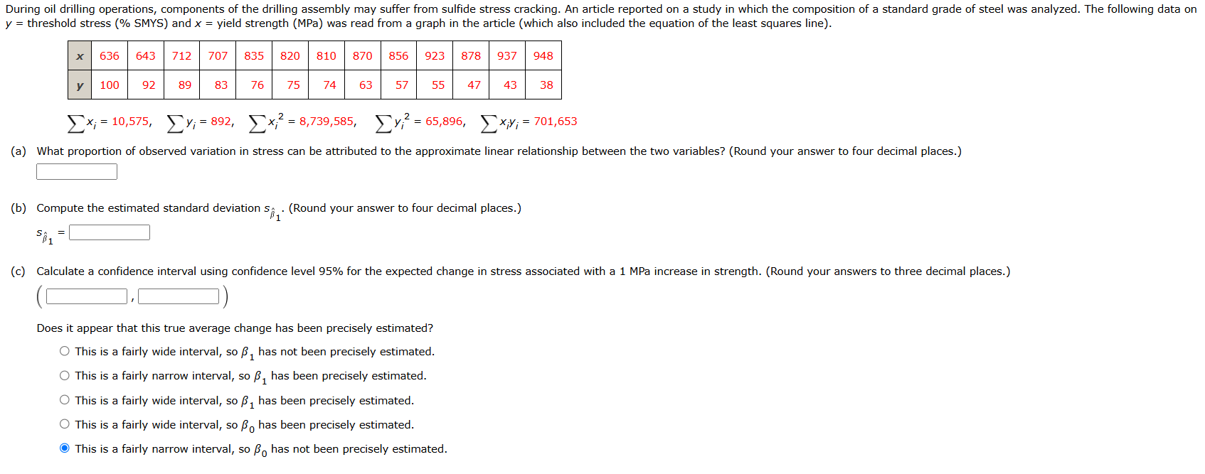 Solved y= ﻿threshold stress (% SMYS) ﻿and x= ﻿yield strength | Chegg.com