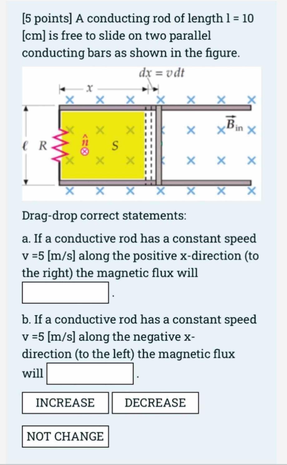 Solved [5 points] A conducting rod of length 1=10 [cm] is | Chegg.com