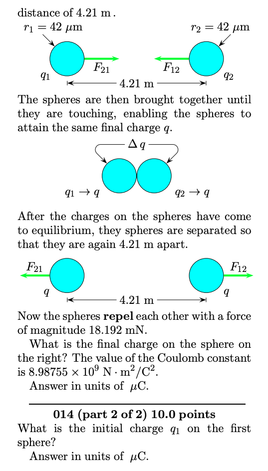 Solved 013 (part 1 of 2 ) 10.0 points Two identical small | Chegg.com