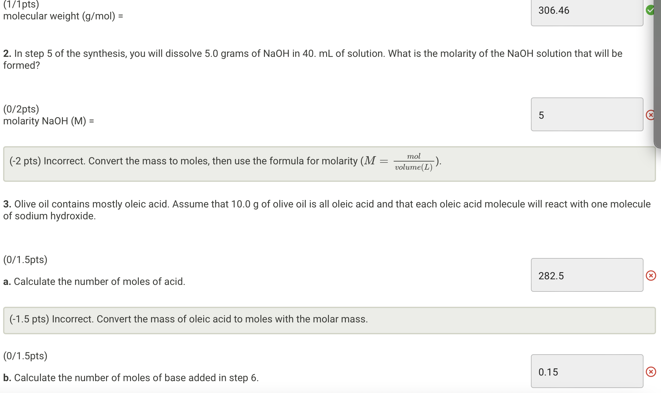 Solved (1/1pts)molecular weight (gmol)=In step 5 ﻿of the | Chegg.com