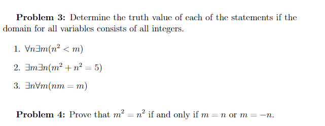 Solved Problem 3: Determine the truth value of each of the | Chegg.com