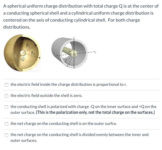 Solved A spherical uniform charge distribution with total | Chegg.com