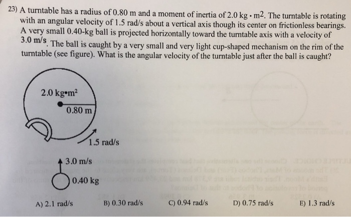 Solved 23) A turntable has a radius of 0.80 m and a moment | Chegg.com