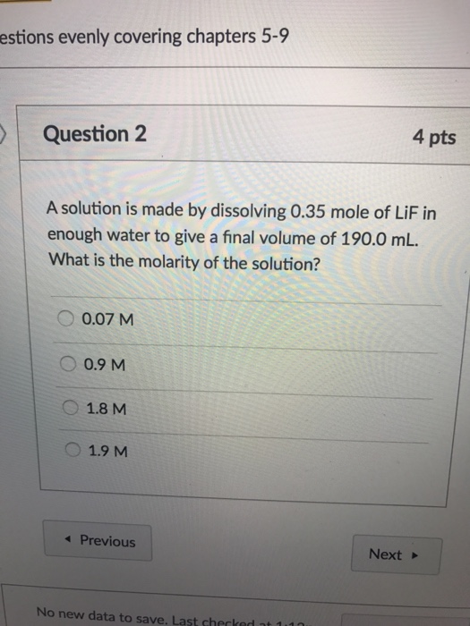 Solved A solution is made by dissolving 0.35 mole of LiF in | Chegg.com