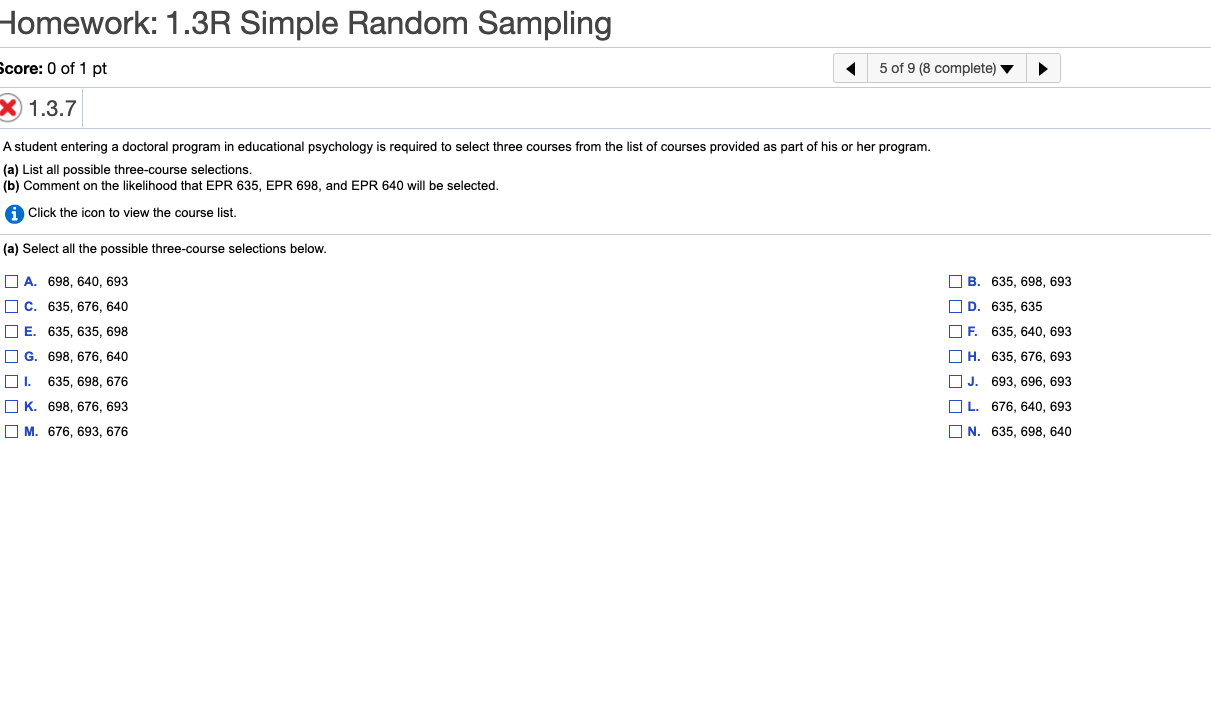 Solved Course list Х EPR 635, Methods of Multivariate | Chegg.com