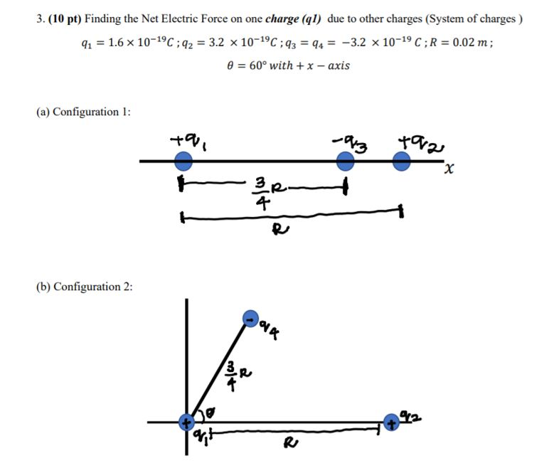 Solved 3.(10 pt) Finding the Net Electric Force on one | Chegg.com