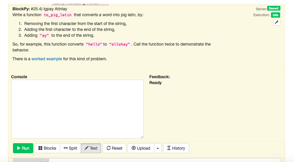Solved Server Saved Execution: ldle BlockPy: #253) String | Chegg.com