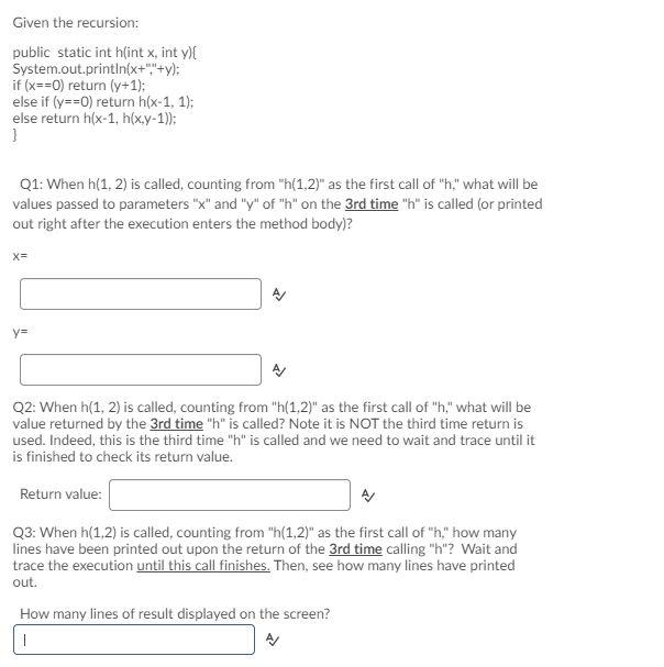 Solved Given The Recursion Public Static Int Hint X Int 5429