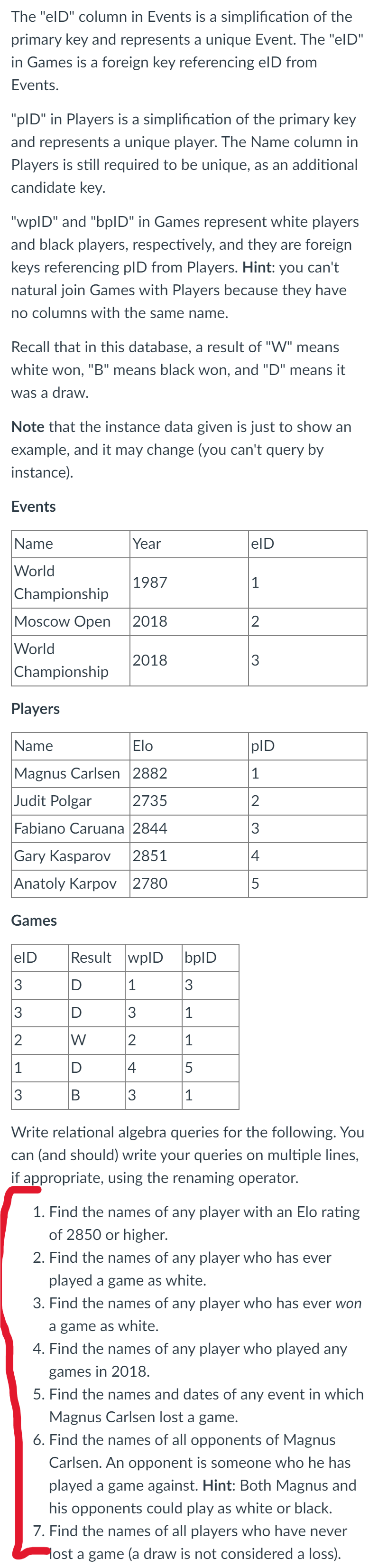 primary key and represents a unique Event. The | Chegg.com