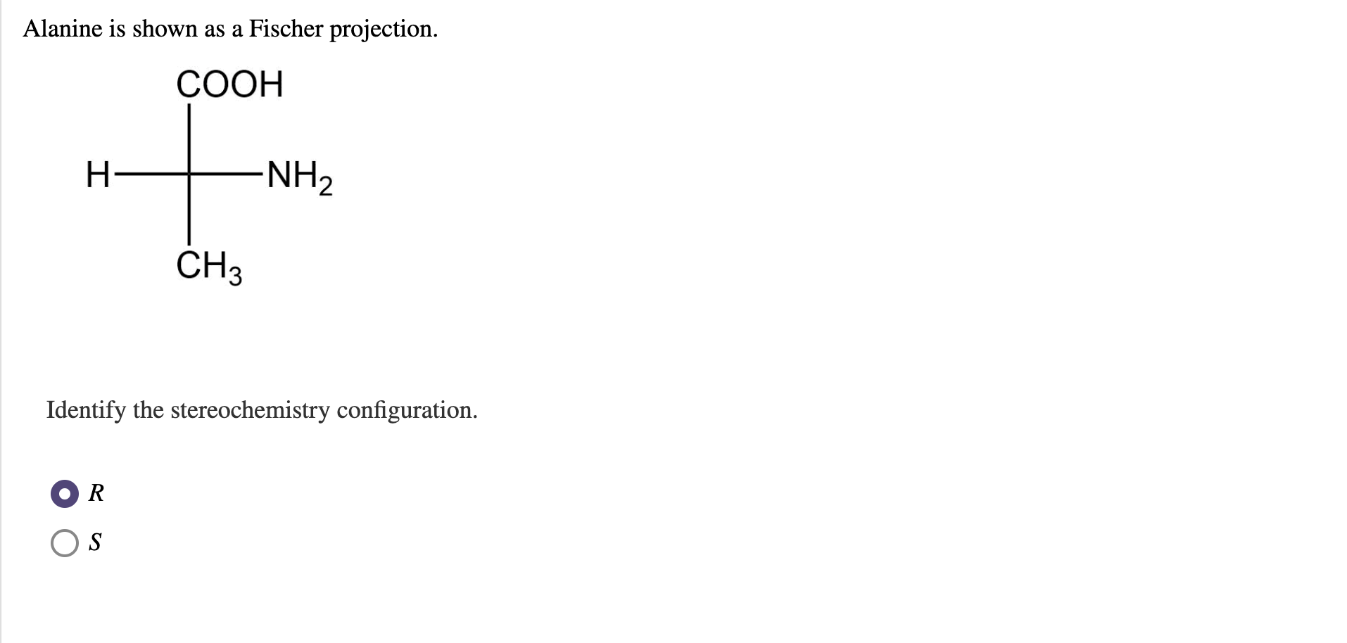 Solved Alanine is shown as a Fischer projection. COOH H -NH2 | Chegg.com