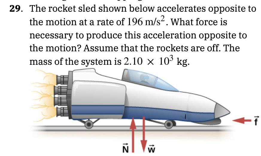 Solved 29. The rocket sled shown below accelerates opposite | Chegg.com
