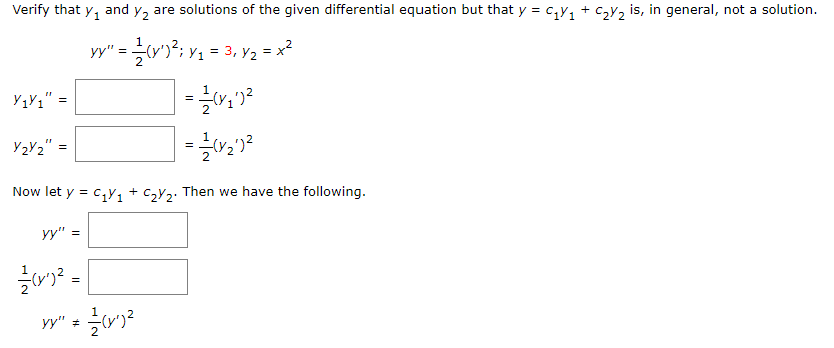 Solved Verify that y1 and y2 are solutions of the given | Chegg.com