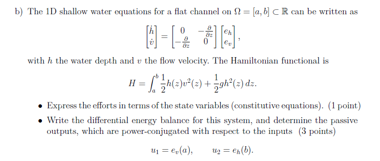 Solved The 1D shallow water equations for a flat channel on | Chegg.com