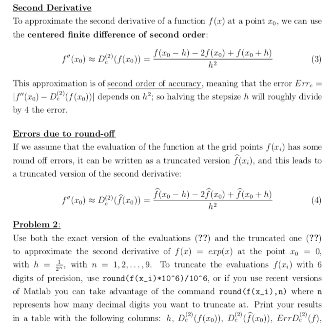 cond Derivative To approximate the second derivative | Chegg.com