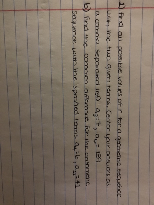 Solved 1) find al possible values of r for a g 3 -b)fndtne | Chegg.com