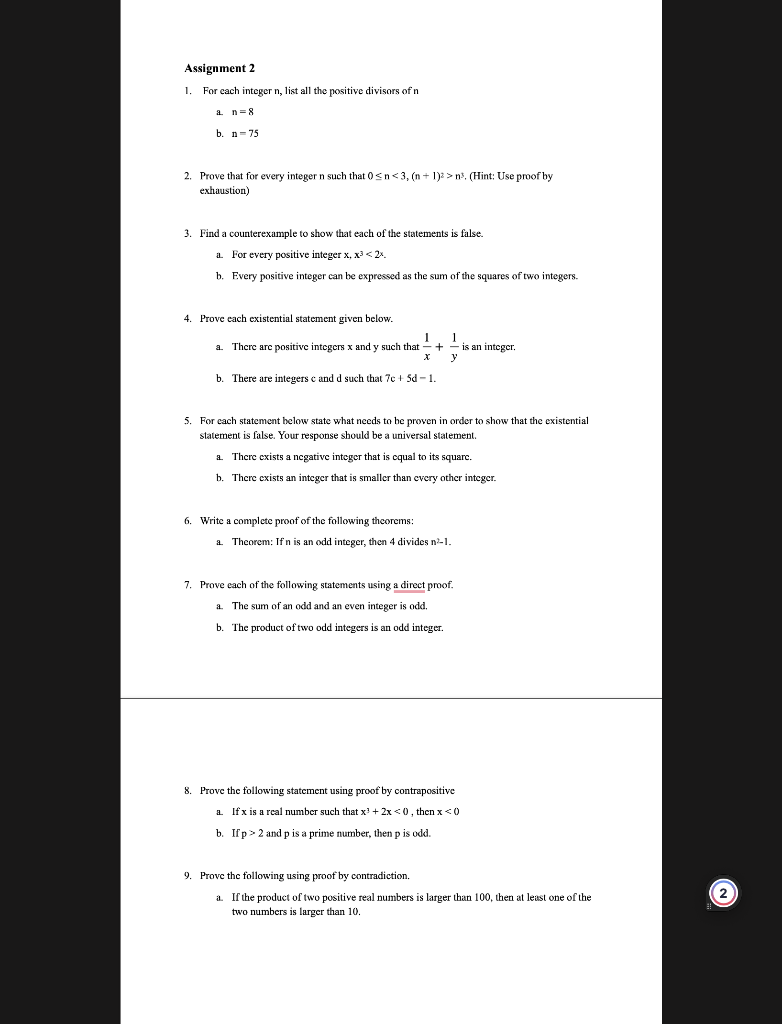 Solved 1. For each integer n, list all the positive divisors | Chegg.com