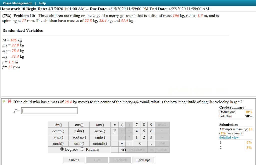 Solved Class Management | Help Homework 10 Begin Date: | Chegg.com