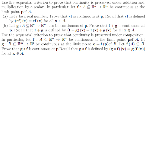 Solved Use the sequential criterion to prove that contimity | Chegg.com