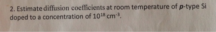Solved Estimate diffusion coefficients at room temperature | Chegg.com