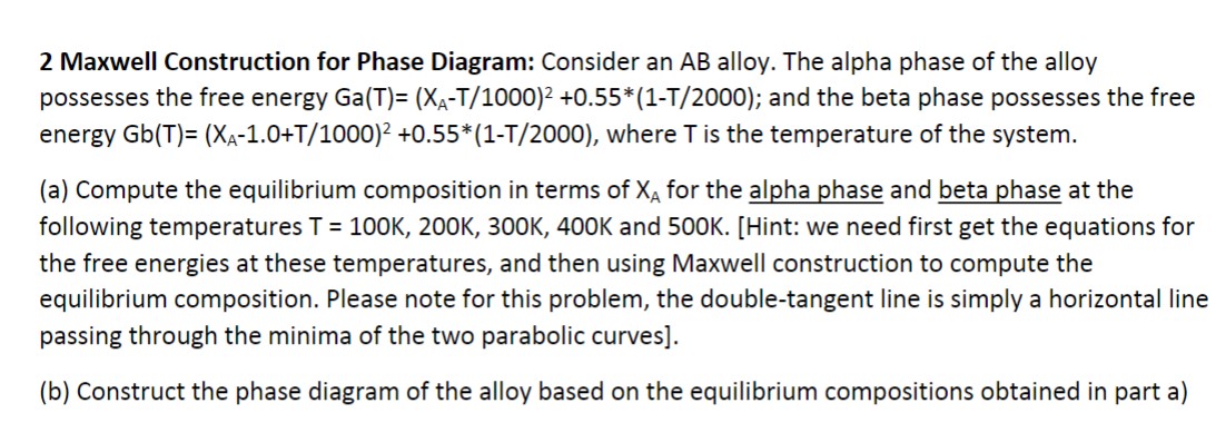 Solved 2 ﻿Maxwell Construction for Phase Diagram: Consider | Chegg.com
