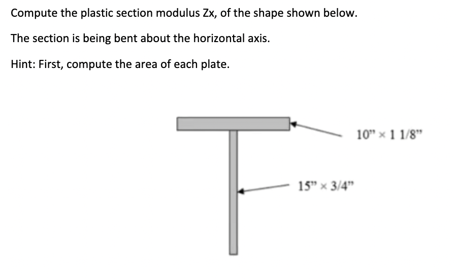 Solved Compute the plastic section modulus Zx, of the shape | Chegg.com