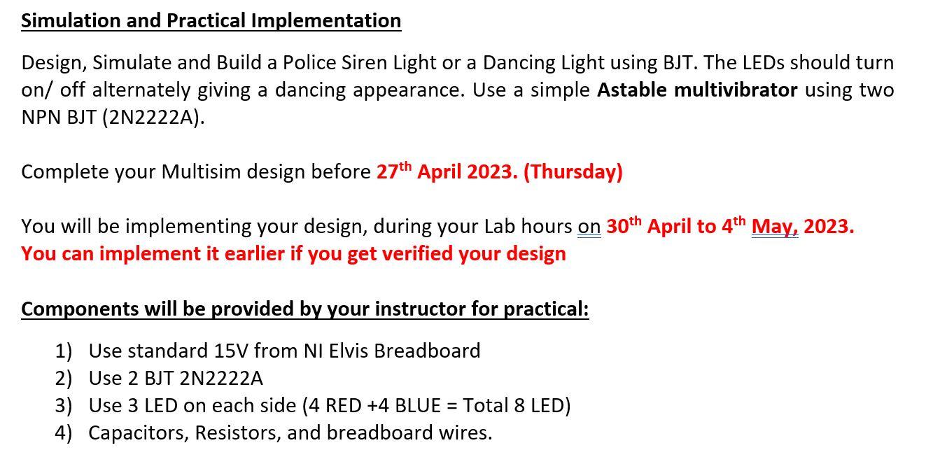 Solved Simulation and Practical Implementation Design, | Chegg.com