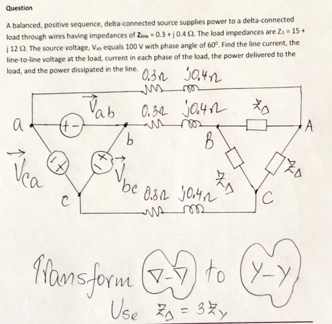 A balanced, positive sequence, delta-connected source | Chegg.com