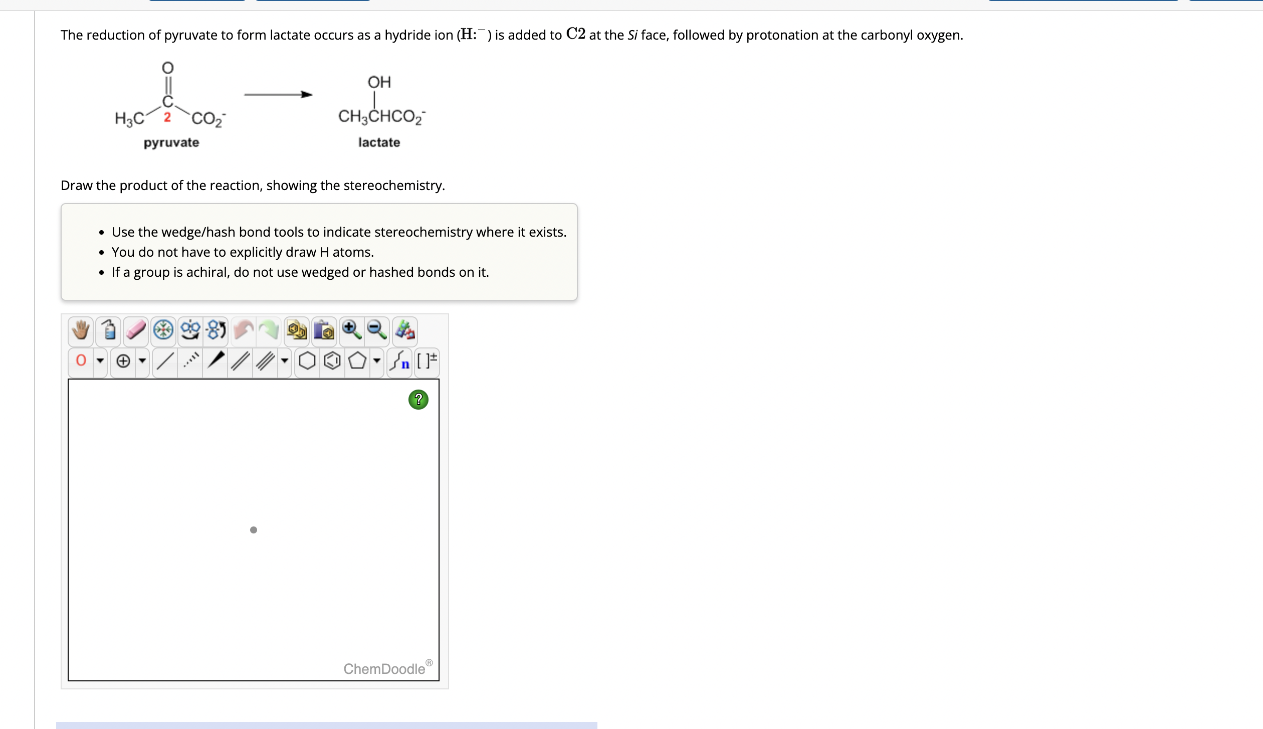 Solved The Reduction Of Pyruvate To Form Lactate Occurs As A