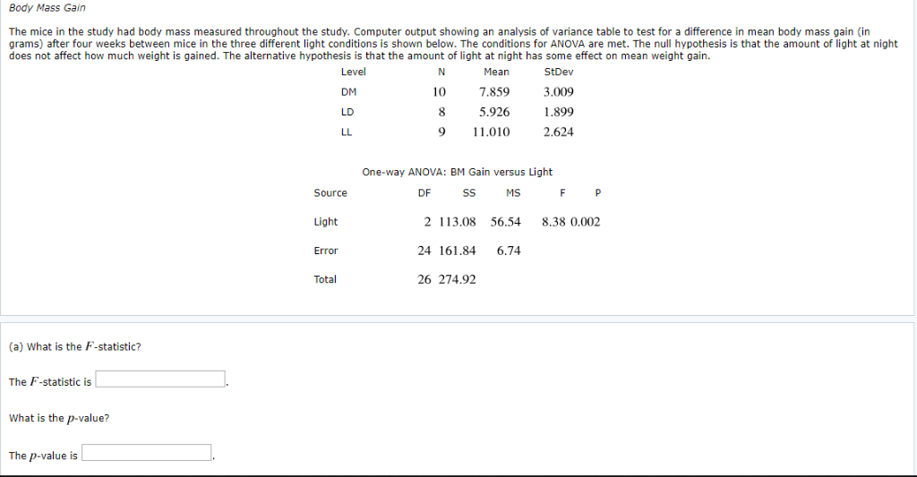 Solved Some Computer Output For An Analysis Of Variance Test 5310