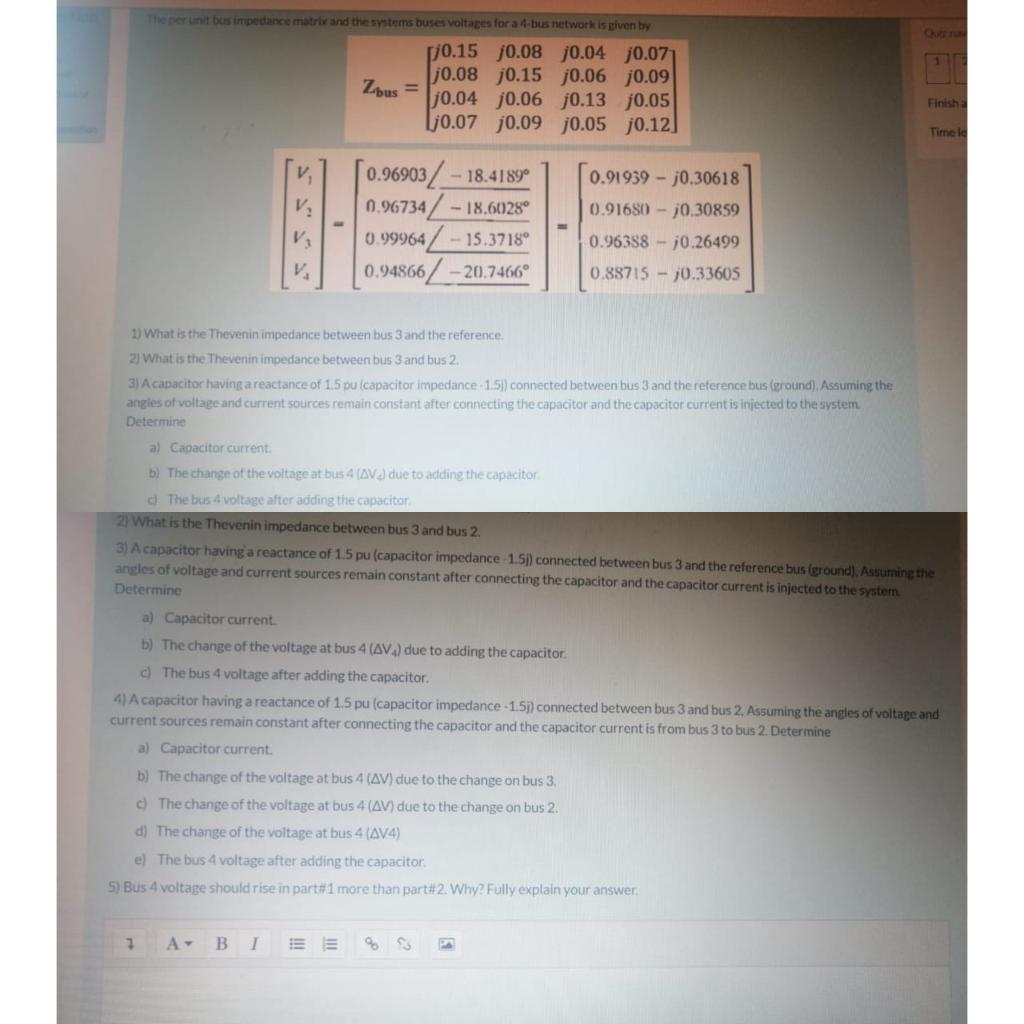 Solved The Definit bos impedance matrix and the systems | Chegg.com