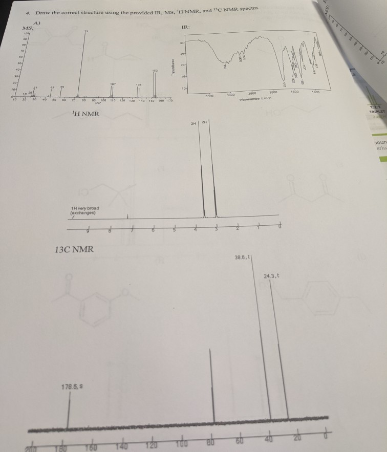 Solved 4. Draw the correct structure using the provided IR | Chegg.com