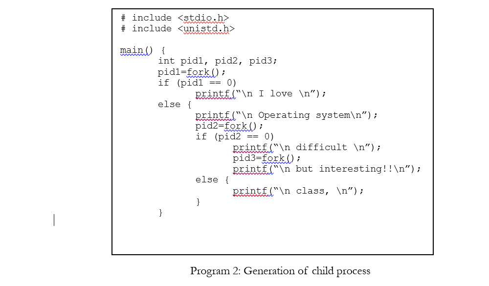 Example: An execution of program 1 produces a process | Chegg.com