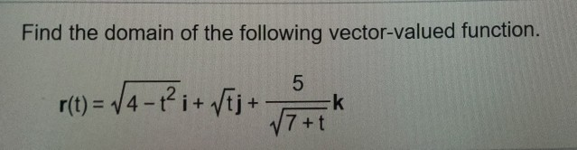 Solved Find the domain of the following vector-valued | Chegg.com