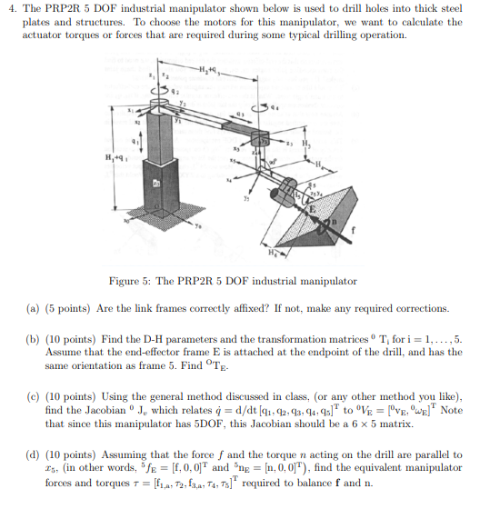 4. The PRP2R 5 DOF industrial manipulator shown below | Chegg.com