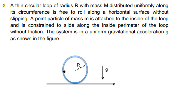 Solved 8. A thin circular loop of radius R with mass M | Chegg.com