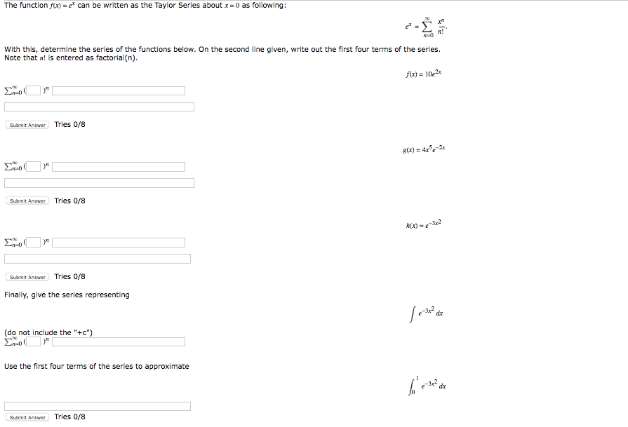 Solved The function f(x) =ex can be written as the Taylor | Chegg.com