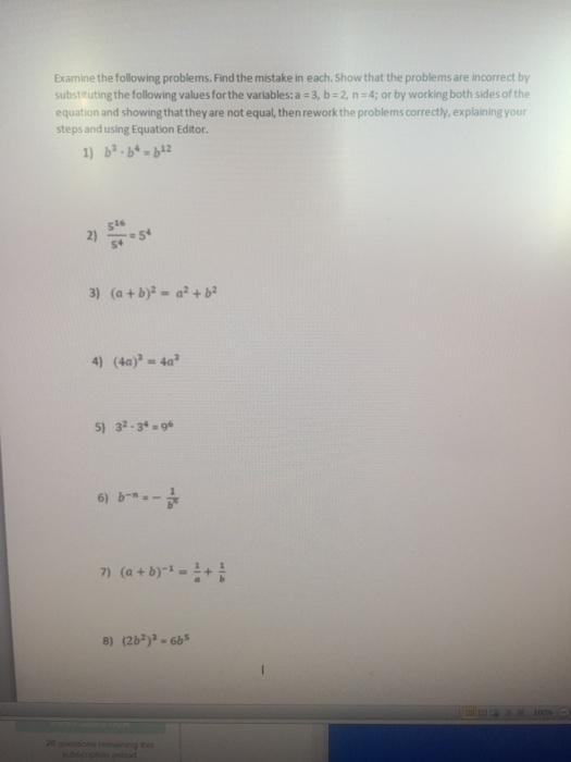 Solved Examine The Following Problems Find The Mistake In 