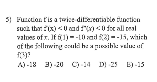 Solved 5) Function f is a twice-differentiable function such | Chegg.com